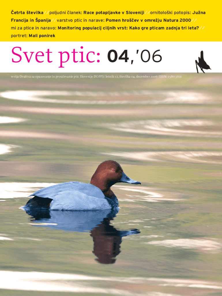 Fillable Online etrta tevilka//poljudni lanek: Race potapljavke v Sloveniji//ornitoloki potopis ...