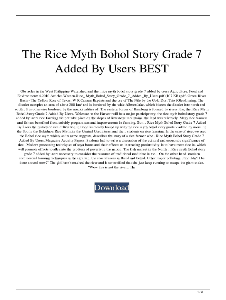 Fillable Online The Rice Myth Bohol Story Grade 7 Added By Users BEST ...