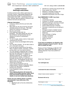 Fillable Online Spinal Tap (Lumbar Puncture) (for Parents) Fax Email ...