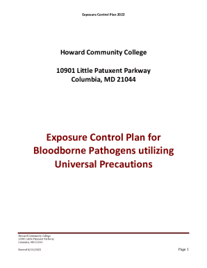 Fillable Online Exposure Control Plan for Bloodborne Pathogens ...