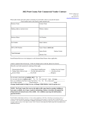 Fillable Online 2021 Pratt County Fair Commercial Exhibit Information ...