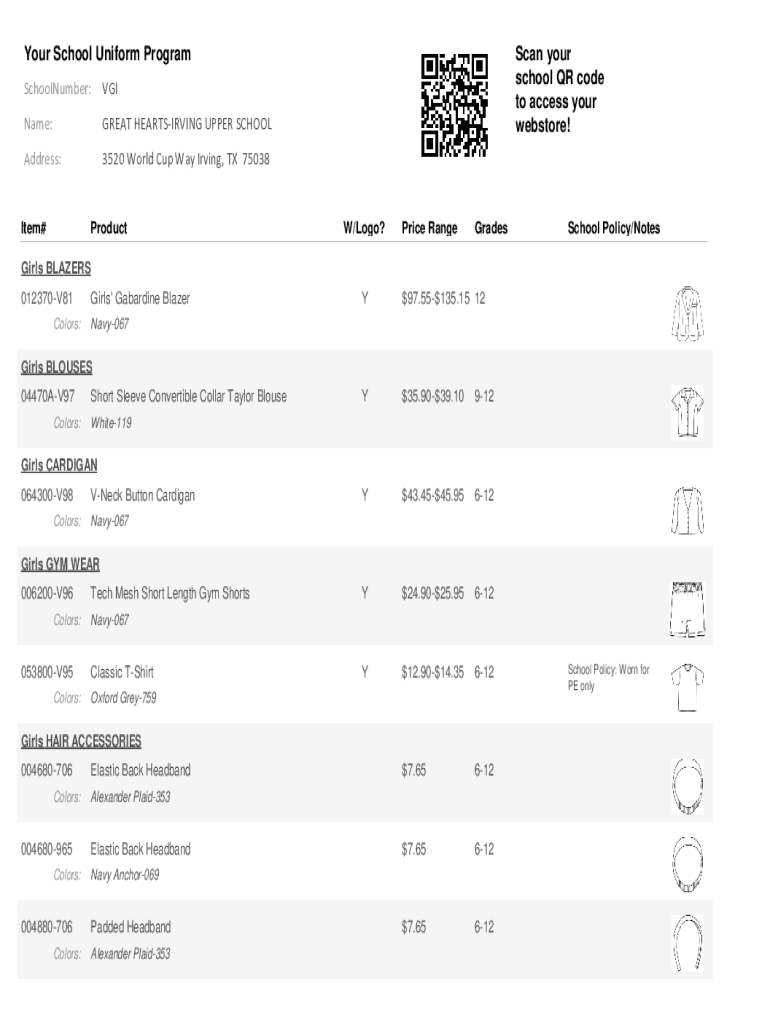 Fillable Online Uniforms - Great Hearts Irving, Serving Grades K-12 Fax ...