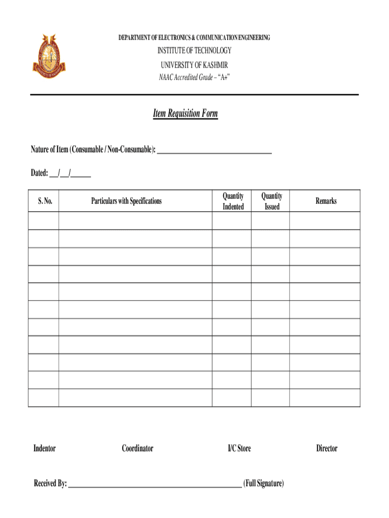 Fillable Online Item Requisition Form Fax Email Print - pdfFiller