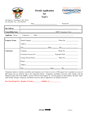 Fillable Online Tent and Canopy Permit Application Packet (PDF) Fax ...