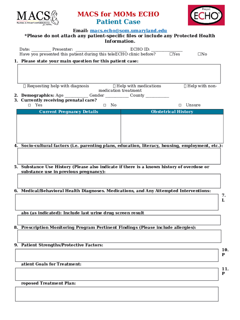 ECHO ClinicsUniversity of Maryland School of Medicine Doc Template | pdfFiller