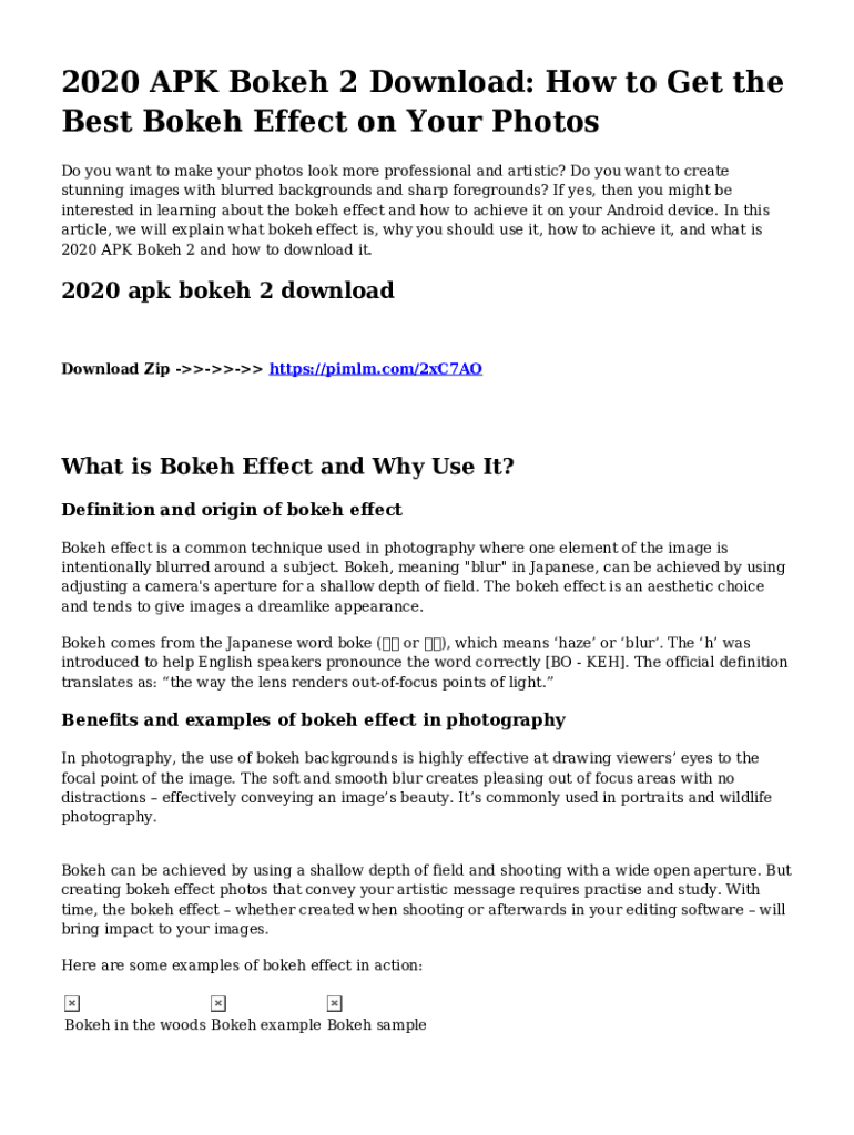 Fillable Online A Complete Guide on How to Get the Bokeh Effect - YouTube Fax Email Print ...