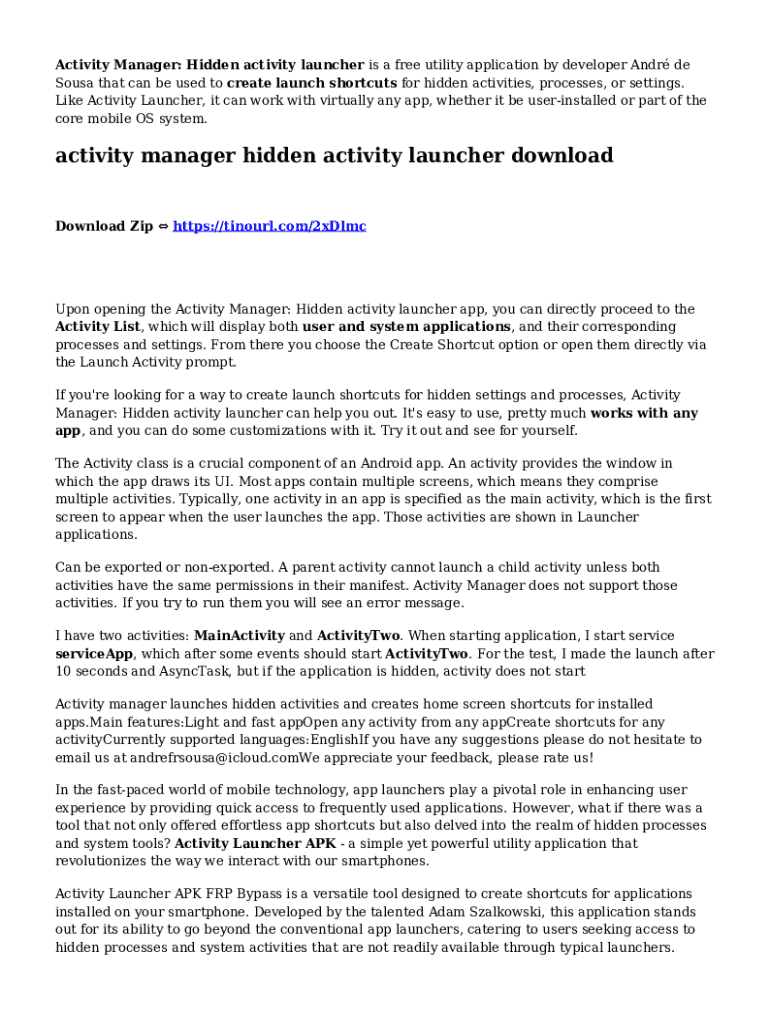 Fillable Online Download Activity Manager: Hidden activity launcher for ...