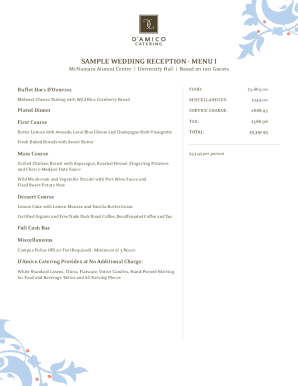 Fillable Online SAMPLE WEDDING RECEPTION - MENU I Fax Email Print ...