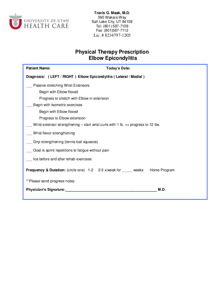 Fillable Online Elbow Epicondylitis Specific PT Protocol Fax Email Print - pdfFiller