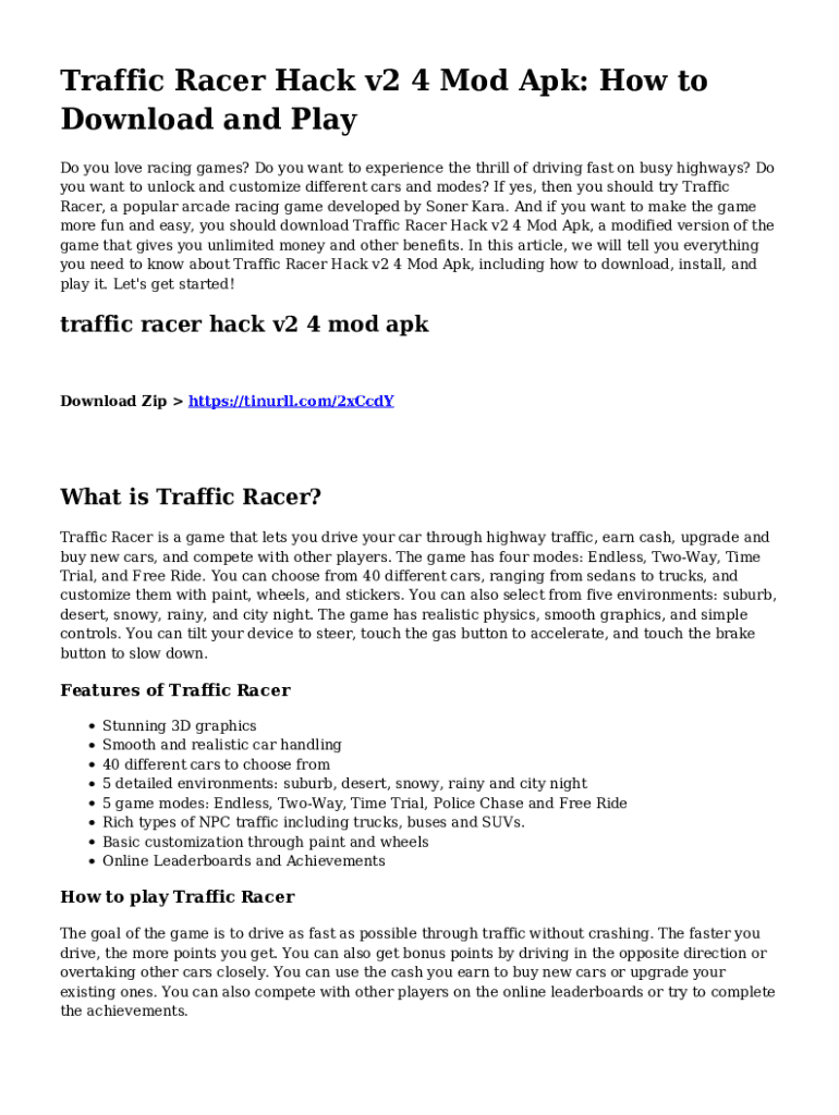 Fillable Online Traffic Tour : Car Racer Game - Apps on Google Play Fax ...