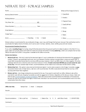 Fillable Online NITRATE TEST - FORAGE SAMPLES Fax Email Print - pdfFiller
