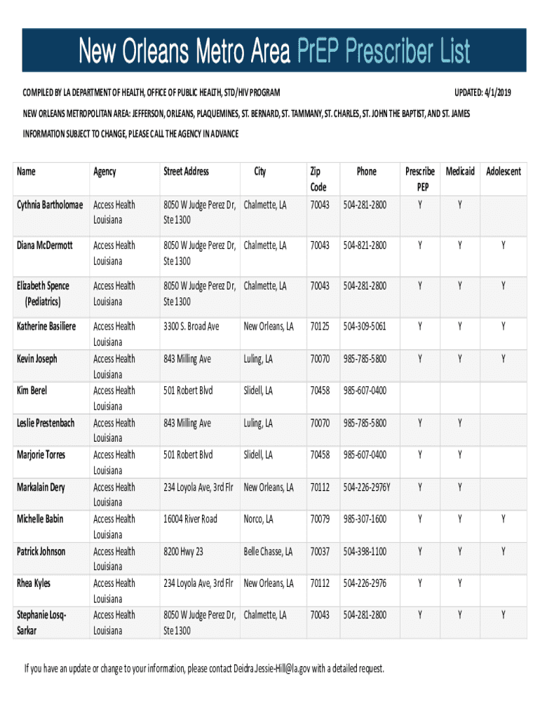 Fillable Online STD/HIV Program - La Dept. of Health - Louisiana.gov ...