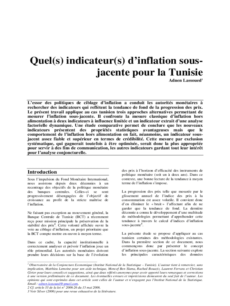 Remplissable En Ligne Quel(s) indicateur(s) d'inflation sous- jacente ...