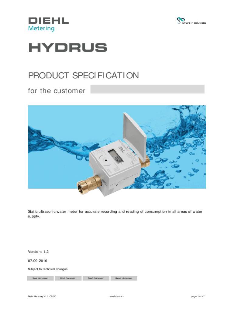 Fillable Online Diehl Hydrus Smart Ultrasonic Cold and Hot Water Meter ...