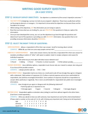 Fillable Online Writing Good Survey Questions Tips & Advice Step 1 Fax ...
