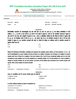 Fillable Online RPF Constable Ancillary Question Paper 28 Fax Email ...