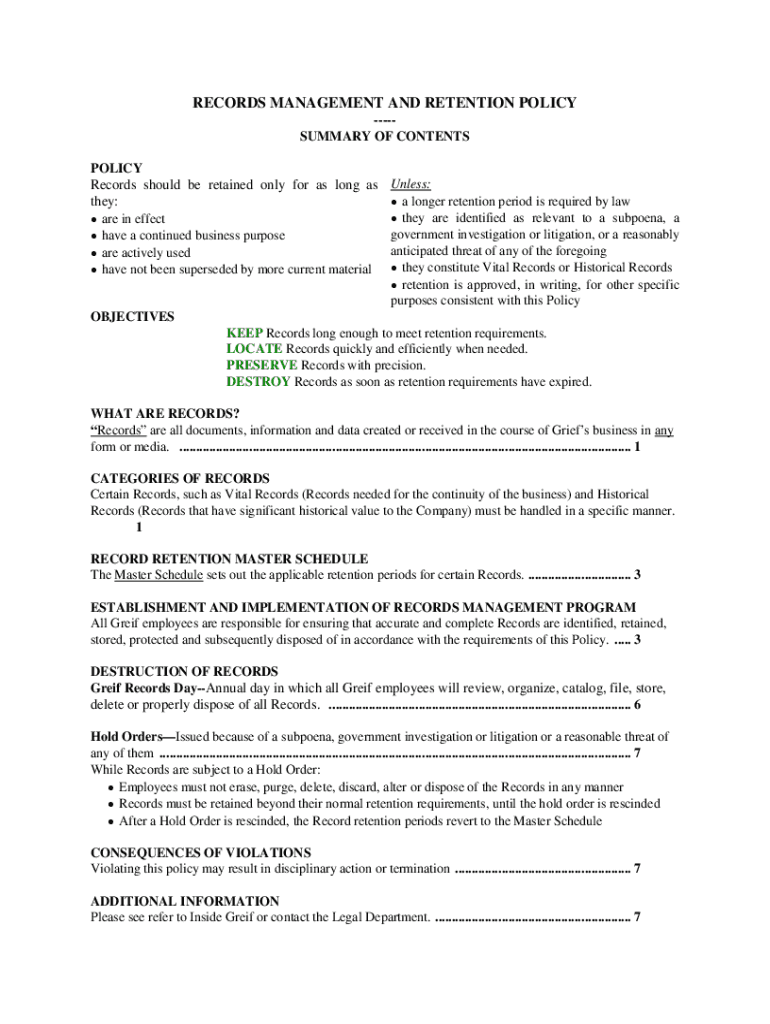 Fillable Online What Is a Data Retention Policy? Best Practices + Template Fax Email Print ...