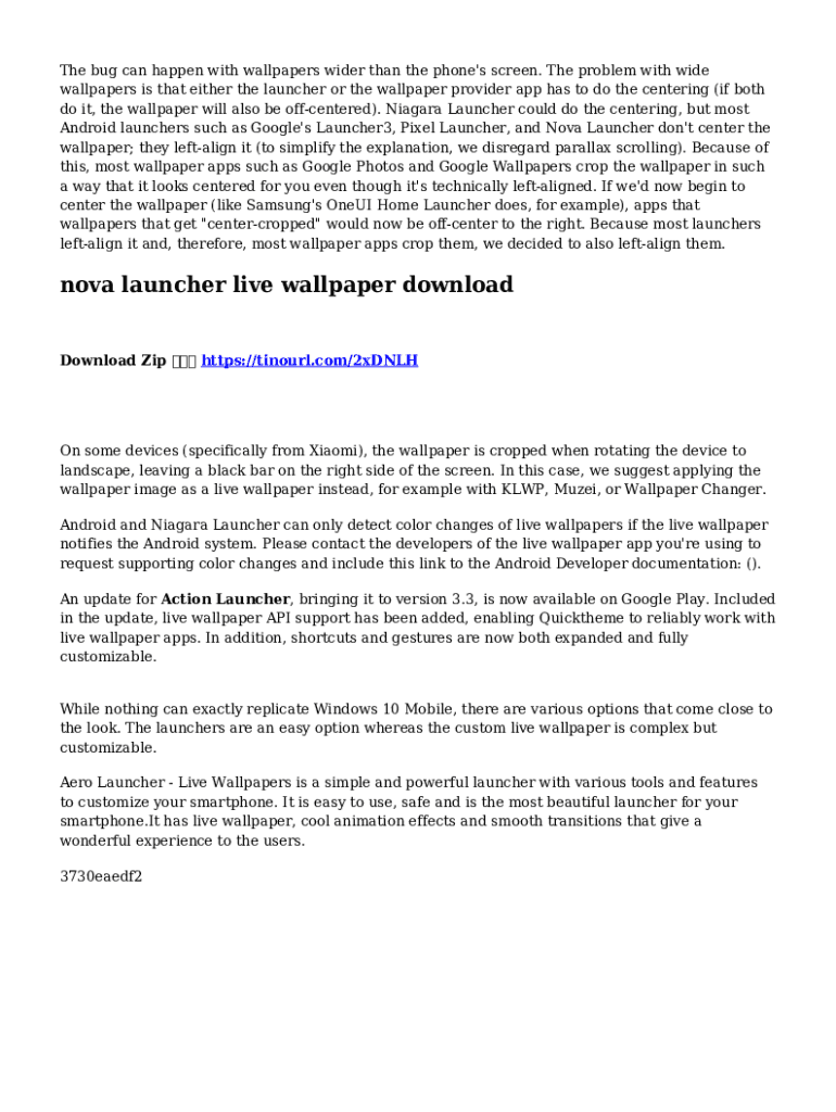Fillable Online Wallpaper issues... anybody help or are noticing a ...