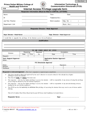 Fillable Online Internet Access Privilage upgrade form Fax Email Print - pdfFiller