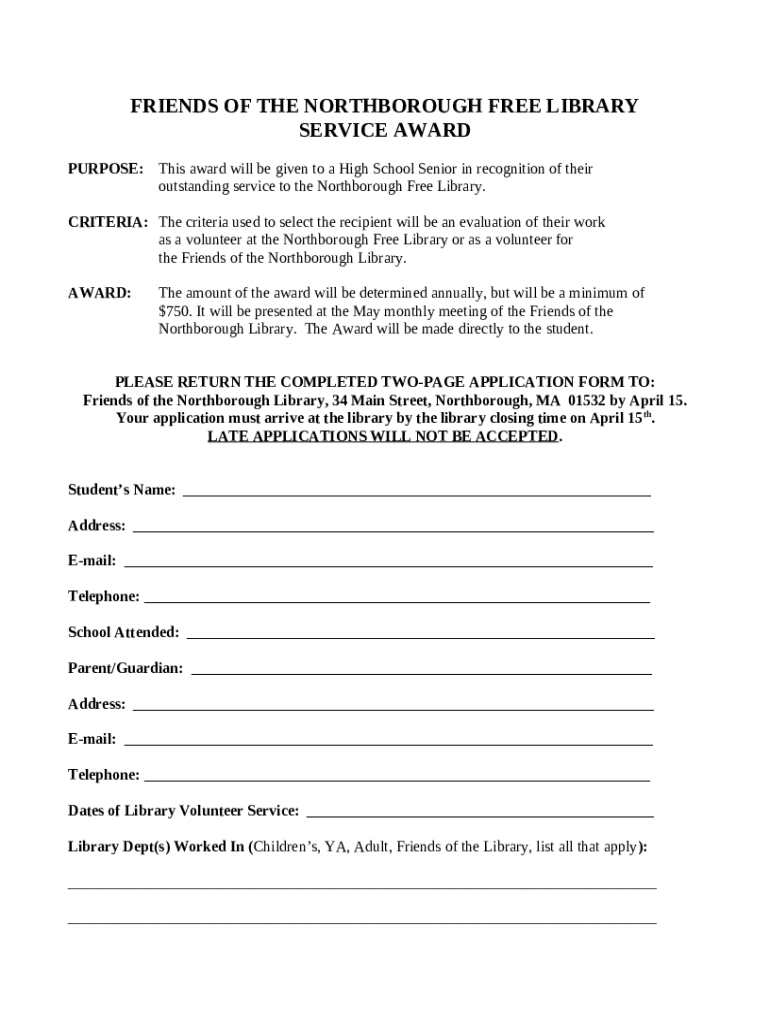 Library service award available to graduating high school ... Doc ...