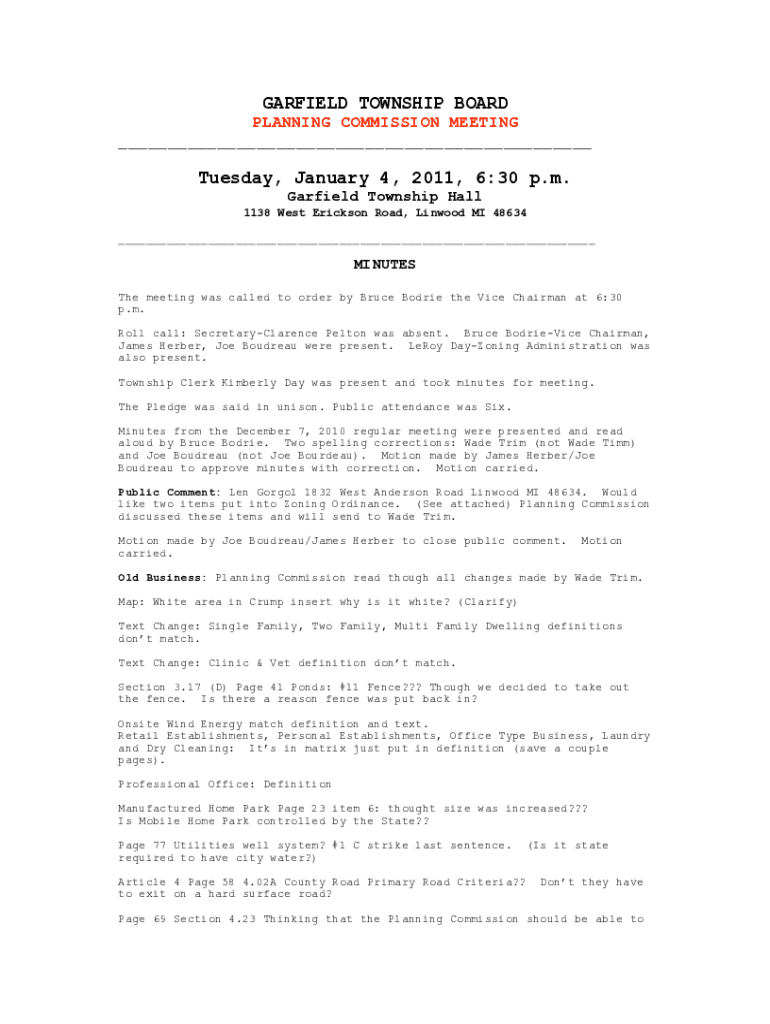 Fillable Online Roll call: Secretary-Clarence Pelton was absent Fax ...