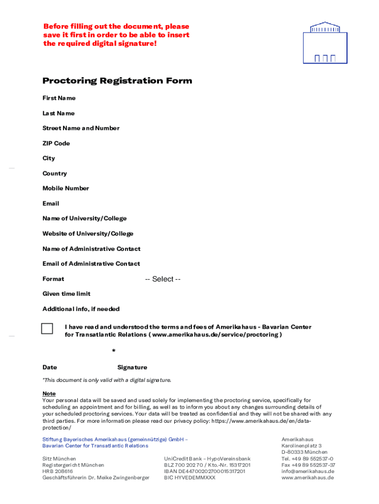 Fillable Online Proctoring Registration Form Fax Email Print - pdfFiller