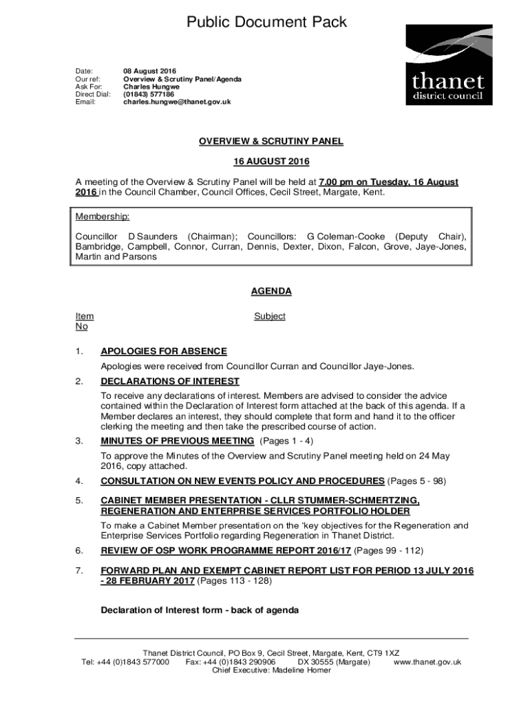 Fillable Online Committee details - Overview & Scrutiny Panel Fax Email ...