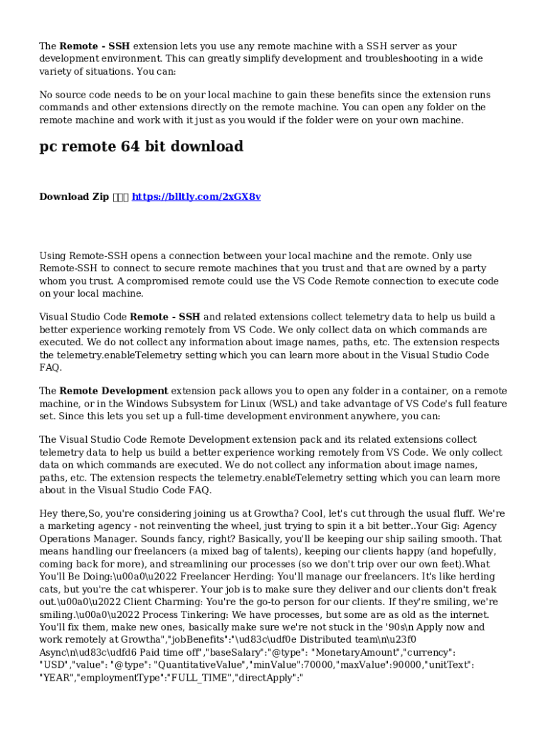 Fillable Online Failed to connect to the remote extension host server ... Fax Email Print ...