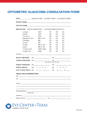 Fillable Online OPTOMETRIC GLAUCOMA CONSULTATION FORM Fax Email Print ...