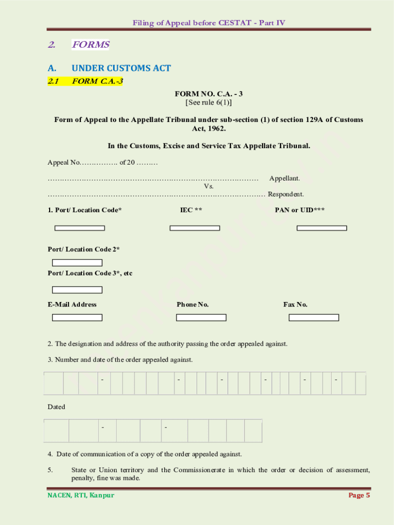 Fillable Online 2. forms - a. under customs act Fax Email Print - pdfFiller