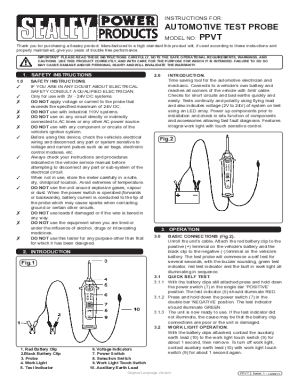 Fillable Online Sealey Automotive Test Probe Model PPVT Instructions ...