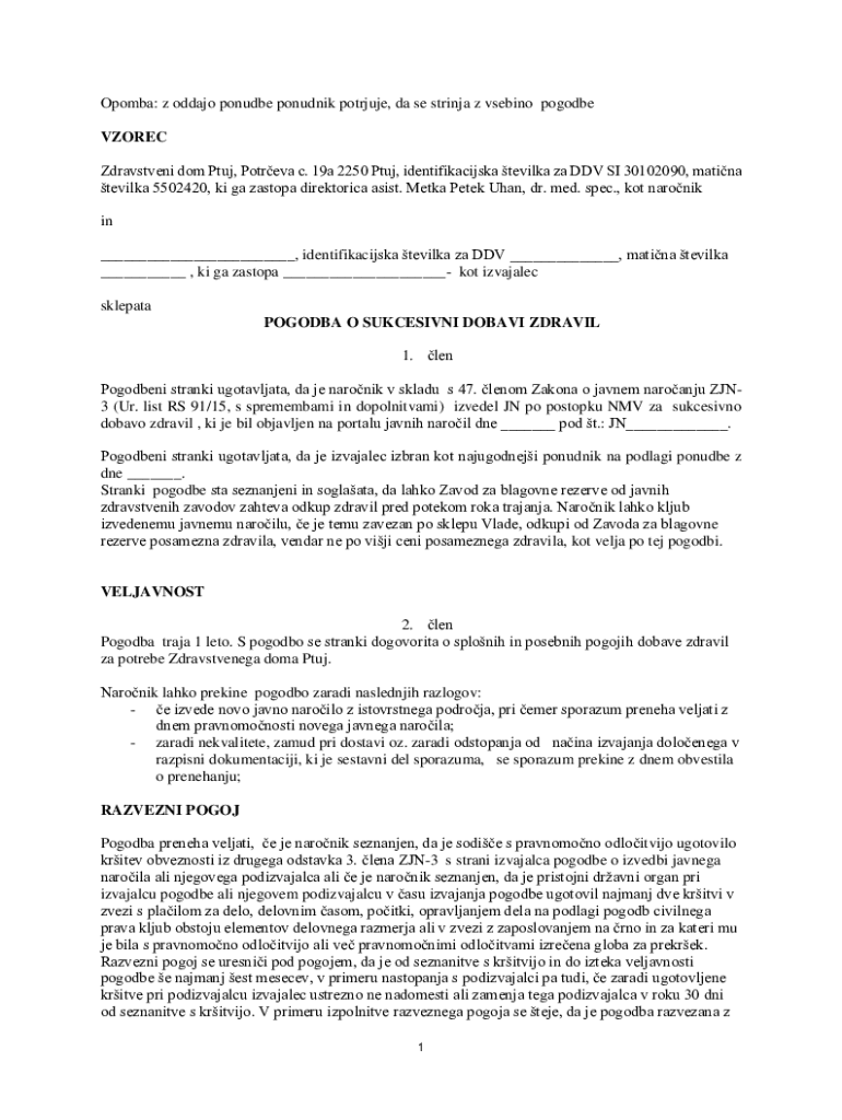 Fillable Online z oddajo ponudbe ponudnik potrjuje, da soglaa z vzorce... Fax Email Print ...