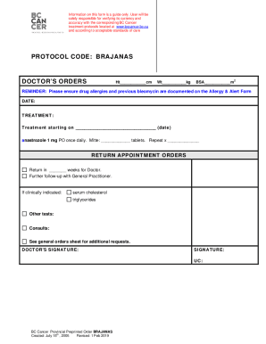 Fillable Online PROTOCOL CODE: BRAJANAS DOCTOR'S ORDERS Fax Email Print ...