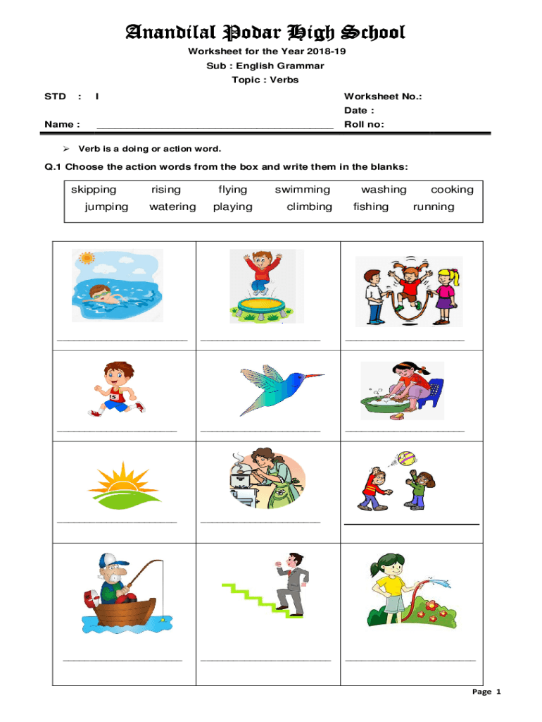 Fillable Online Std I- Verbs Fax Email Print - pdfFiller