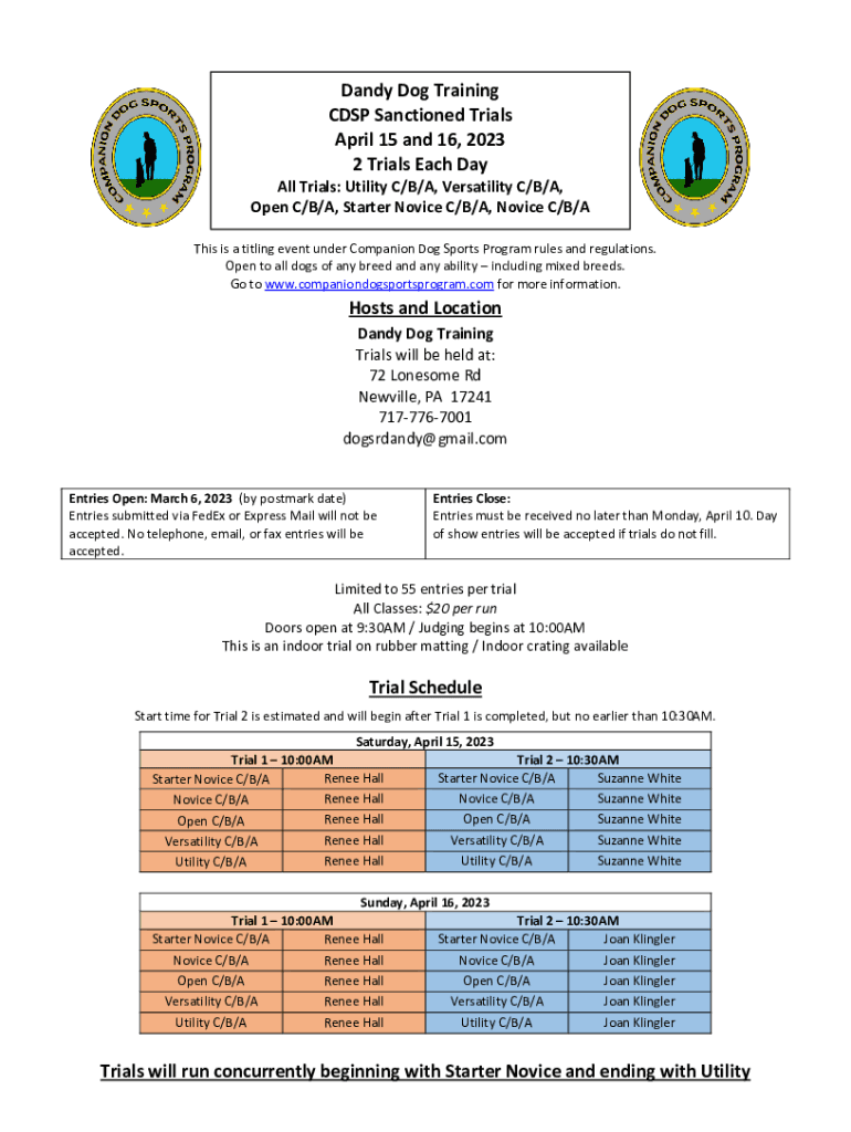 Fillable Online Sanctioned Obedience Trials 2 Trials Fax Email Print ...