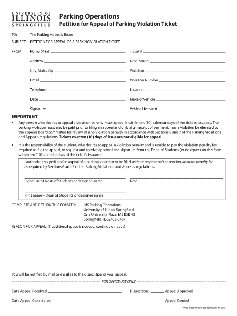 Fillable Online Citations and AppealsTransportation and Parking ...