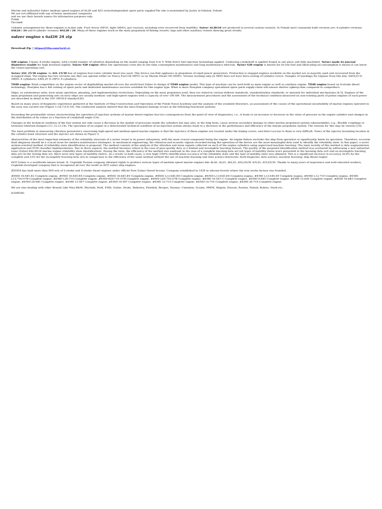 Fillable Online Marine and industrial Sulzer medium speed engines of ...