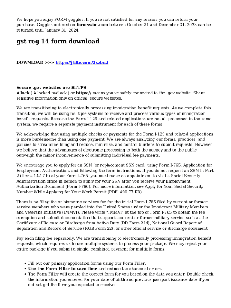 Fillable Online Gst Reg 14 Form Download Fax Email Print - pdfFiller