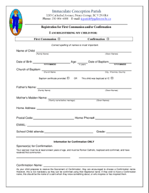 Fillable Online 2023-2024 first penance & first communion registration form Fax Email Print ...