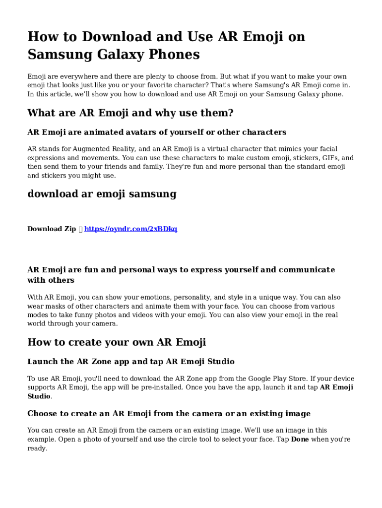 Fillable Online What Is Samsung AR Emoji, and How Do You Use It? Fax ...