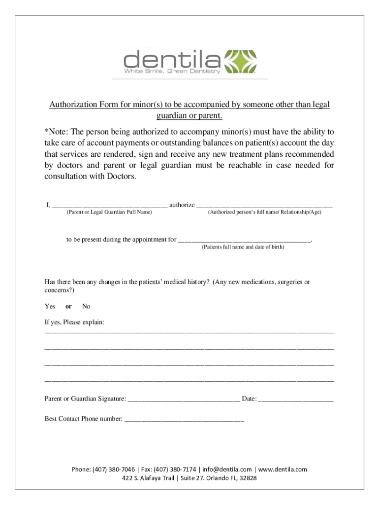 Fillable Online Authorization Form for minor(s) to be accompanied by ... Fax Email Print - pdfFiller