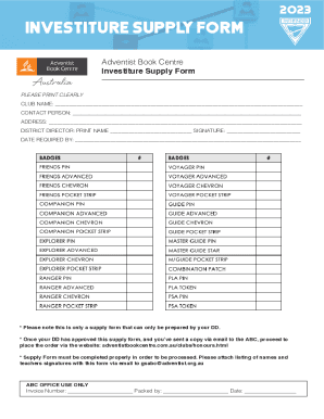 Fillable Online INVESTITURE supply form Fax Email Print - pdfFiller