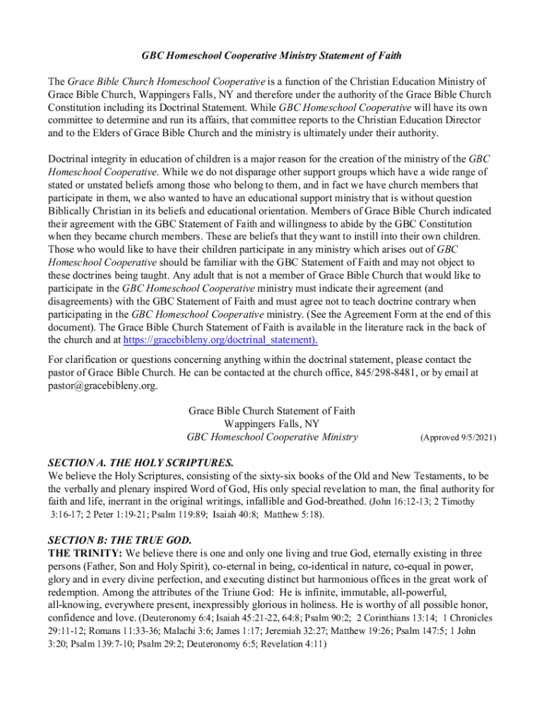 Fillable Online Doctrinal Statement - Cascade - Grace Bible Church Fax ...