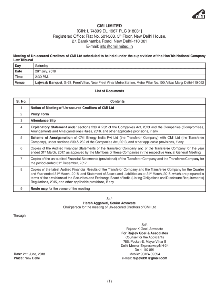 Fillable Online CMI LIMITED - Company, directors and contact details ...