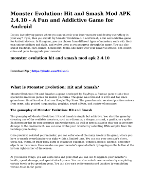 Fillable Online Monster evolution: hit & smash - Apps on Google Play ...