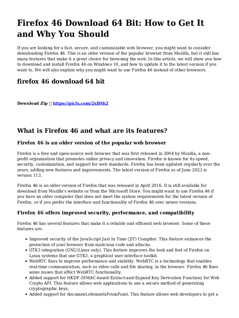 Fillable Online Firefox 46.0, See All New Features, Updates and Fixes ...