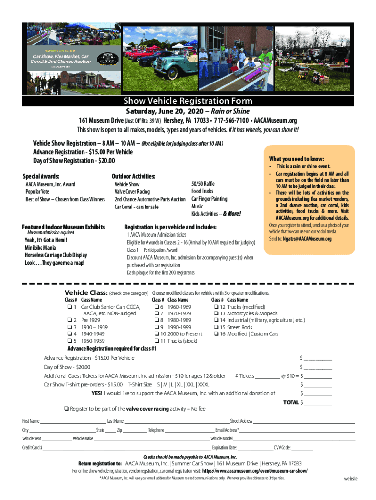 Fillable Online Show Vehicle Registration Form Fax Email Print - pdfFiller