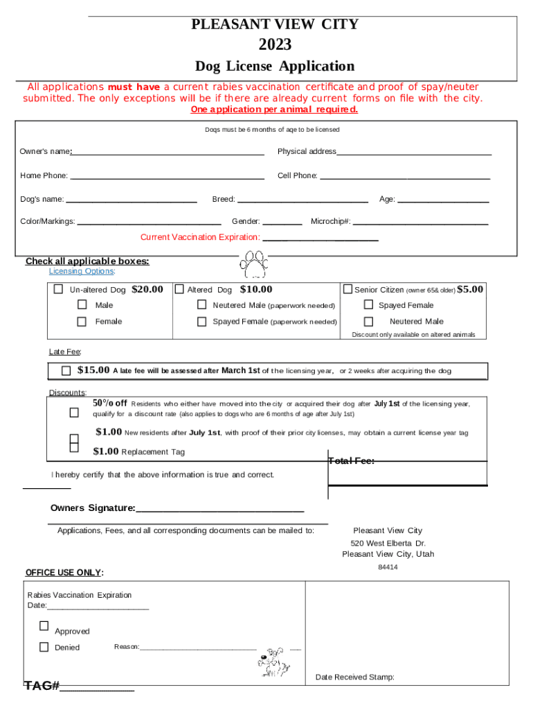 DOG LICENSE APPLICATION (Rabies certificate must be ... Doc Template ...