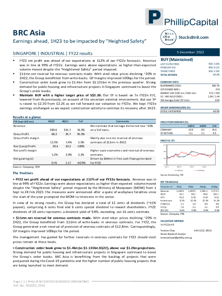 Fillable Online BRC AsiaEarnings ahead, 1H23 to be impacted by... Fax ...