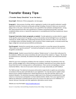 Fillable Online How to Write a Great Transfer College Essay (w ...
